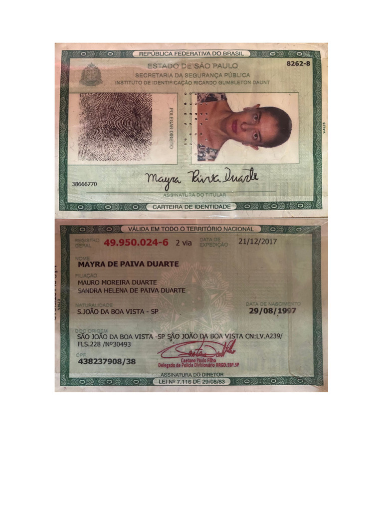 RG - frente e verso | PDF