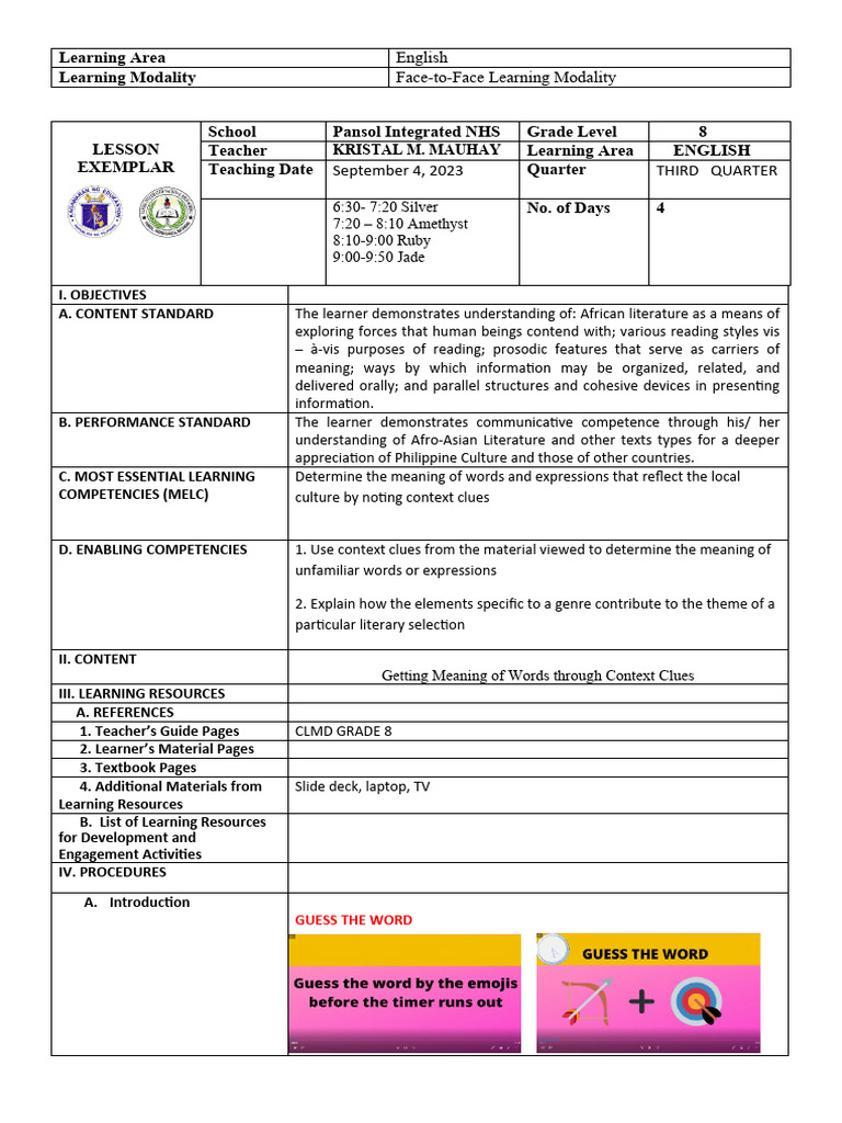 Context Clues | PDF | Learning | Human Communication