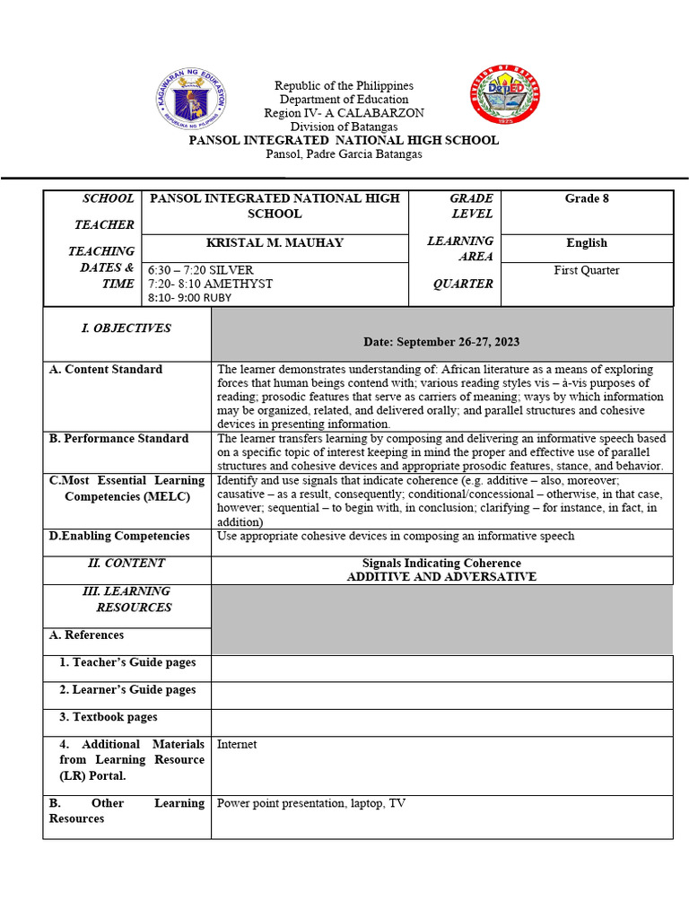 Coherence - Additive and Adversative | PDF