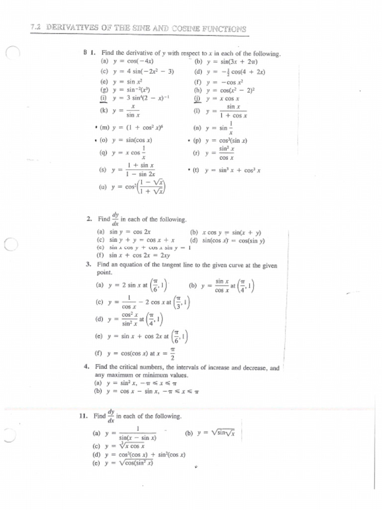 Trig Derivatives | PDF