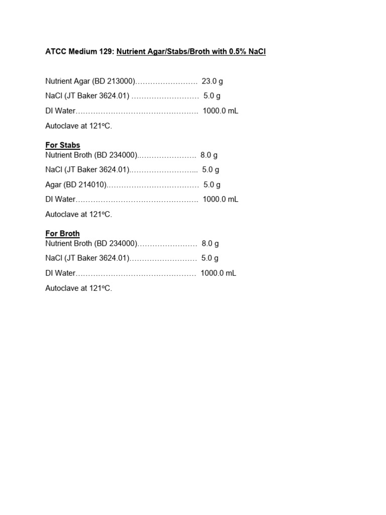 ATCC Medium 129 | PDF