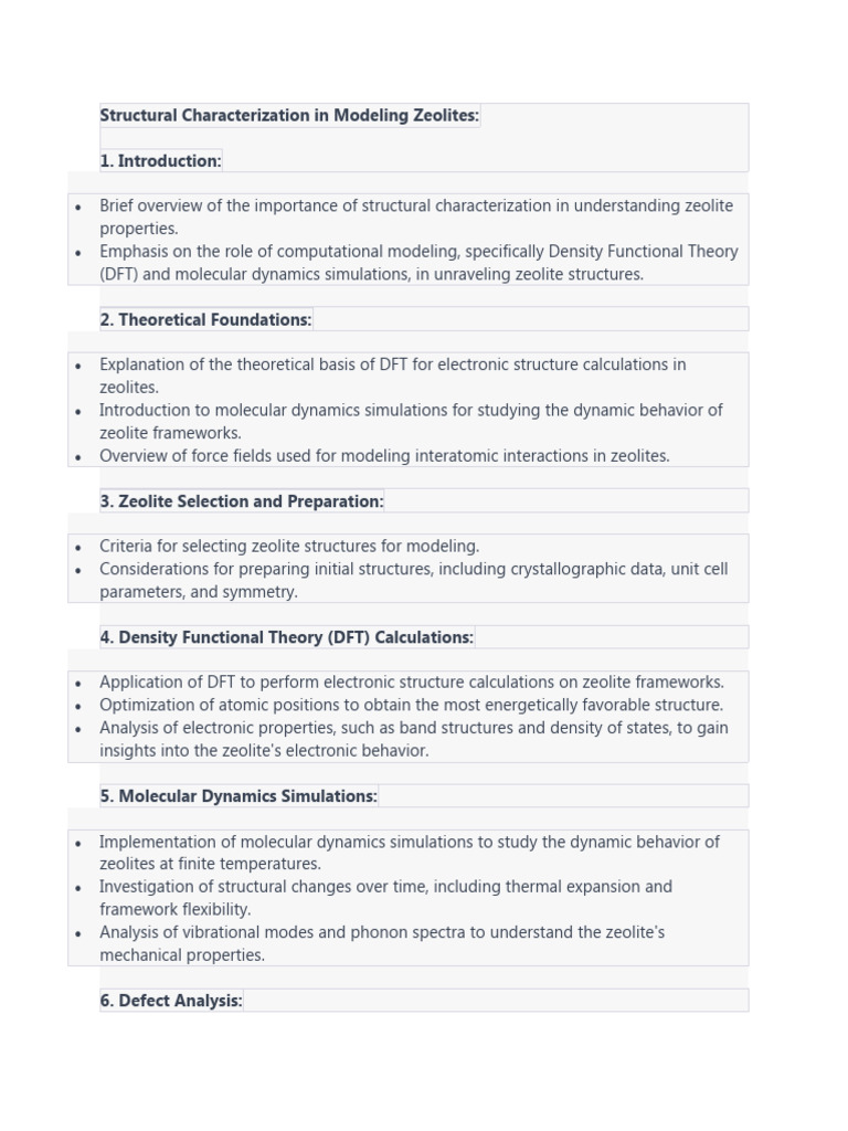 Structural Characterization in Modeling Zeolites | PDF | Molecular ...