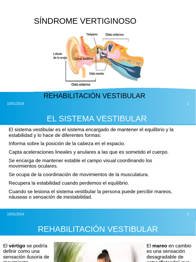 Rehabilitación del Síndrome Vertiginoso | PDF | Ciencia y matemáticas