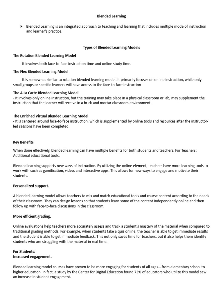 BLENDED LEARNING | PDF | Learning | Teachers