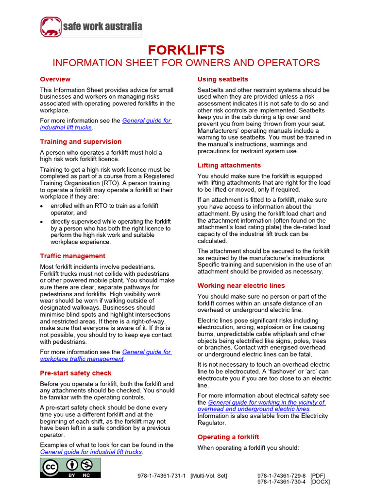 Forklifts Information Sheet | Download Free PDF | Forklift ...