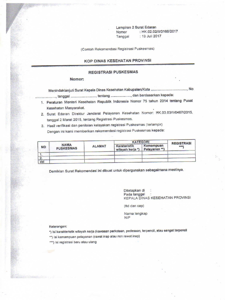 Format Registrasi Puskesmas | PDF