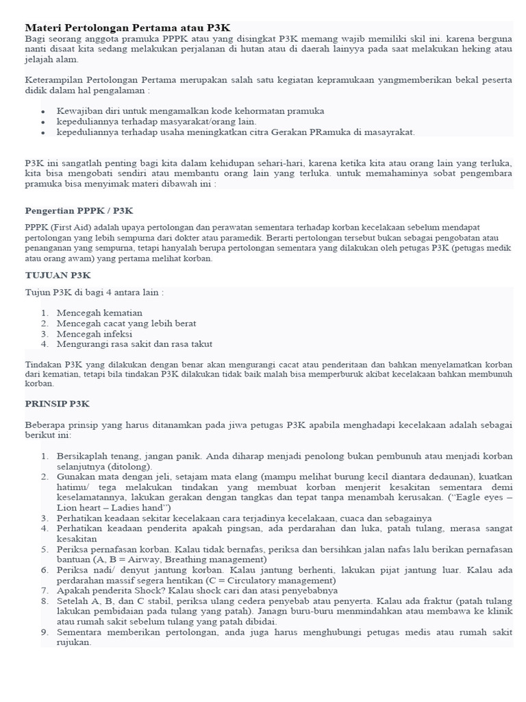 Materi Pertolongan Pertama Atau P3K | PDF