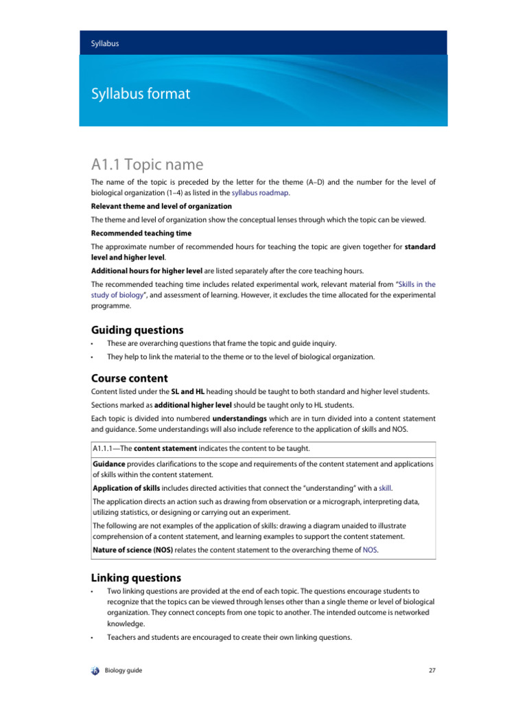 IBDP Biology Syllabus (2025) | PDF | Dna | Nucleotides