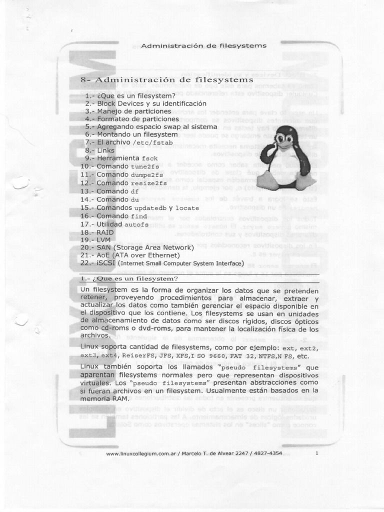 Linux 08 Administracion de Filesystems | PDF