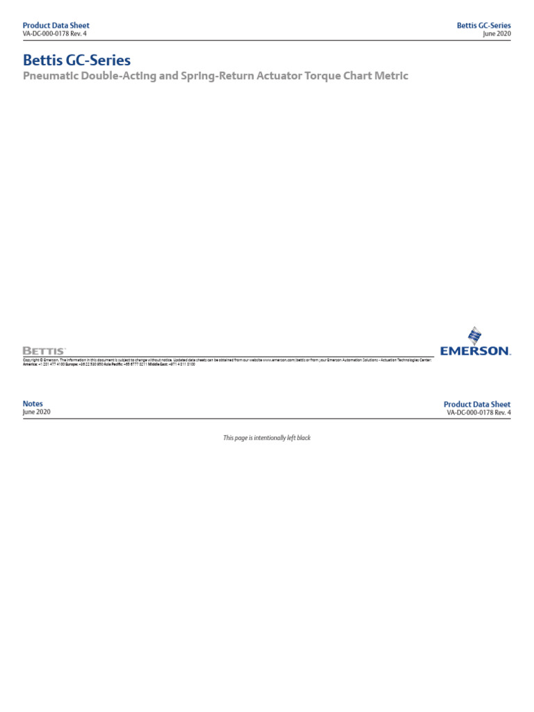 Data Sheets Bettis GC Series Pneumatic Double Acting Spring Return ...
