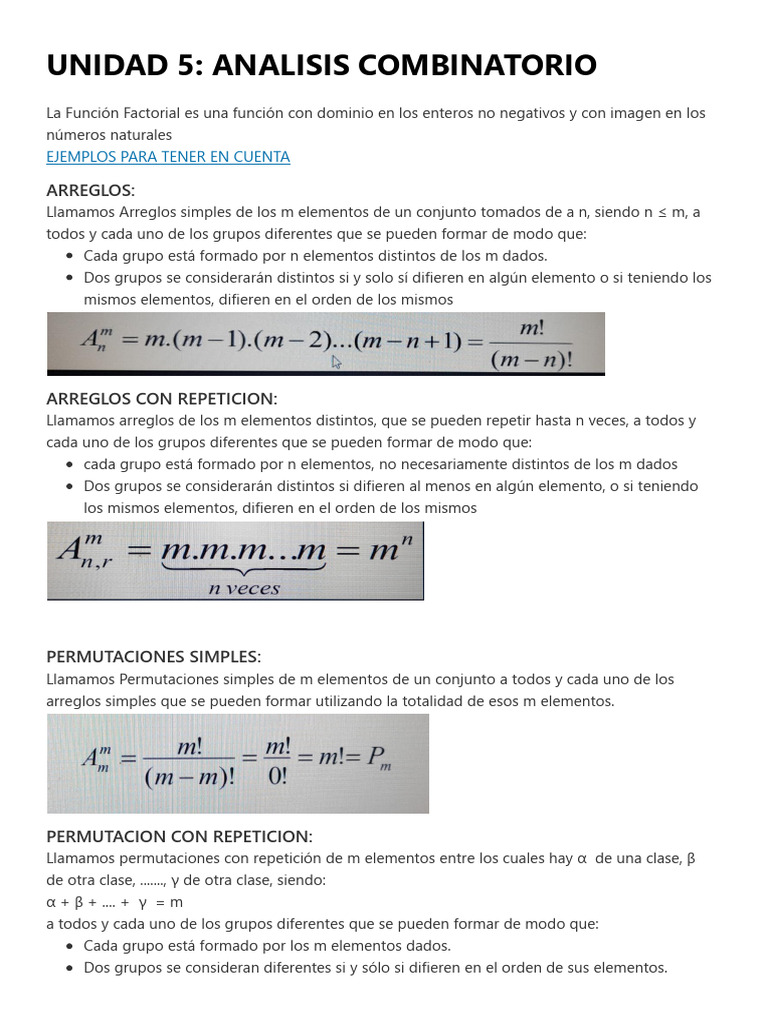 Unidad 5 Analisis Combinatorio | Descargar gratis PDF | Combinatoria ...