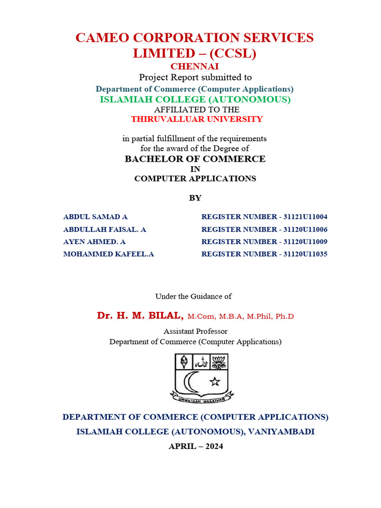 Internship Front Pages | PDF