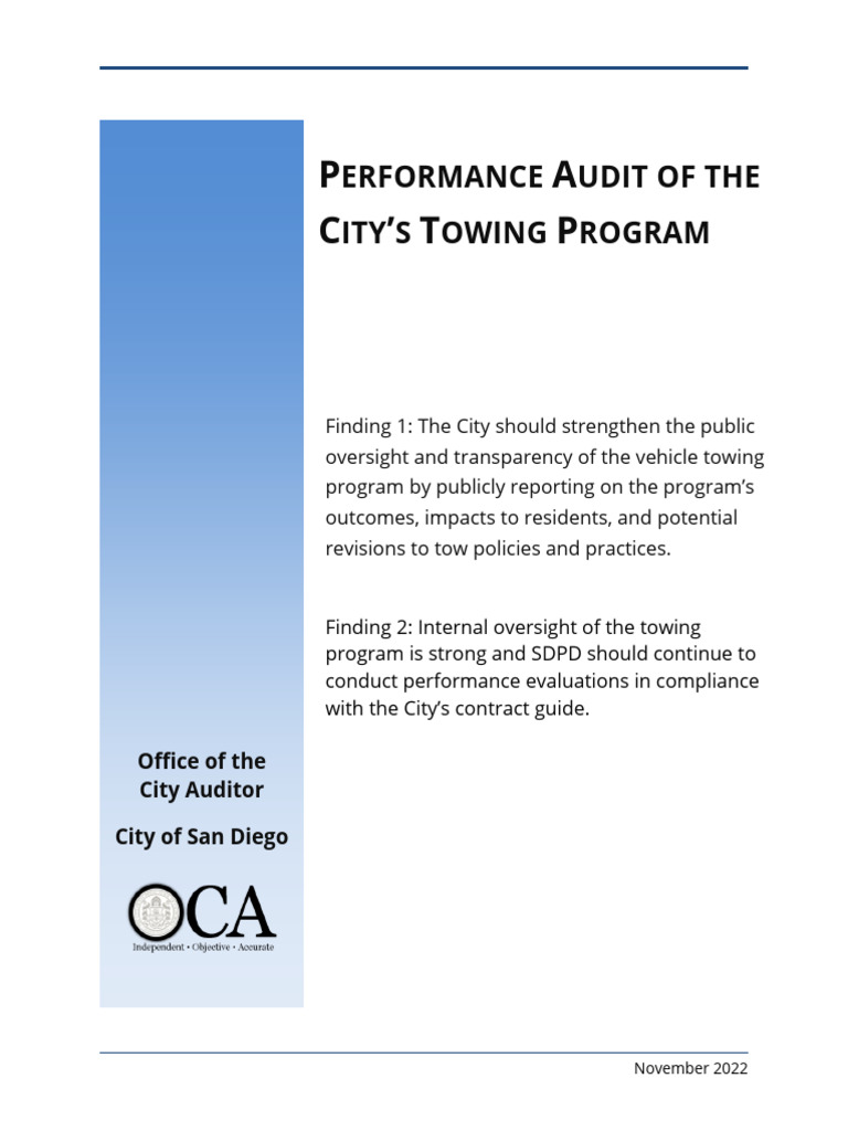 23-005_performance_audit_of_the_citys_towing_program | PDF | Audit | Fee