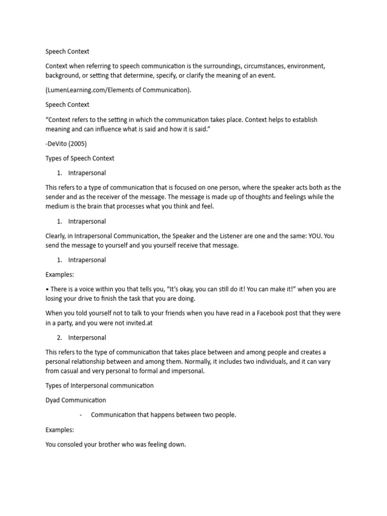 Understanding Speech Contexts | PDF