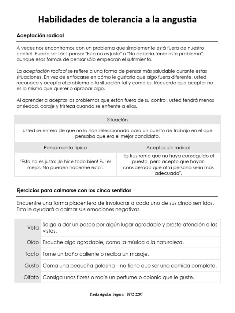 Habilidades de Tolerancia Al Malestar | PDF | Las emociones | Ciencia cognitiva