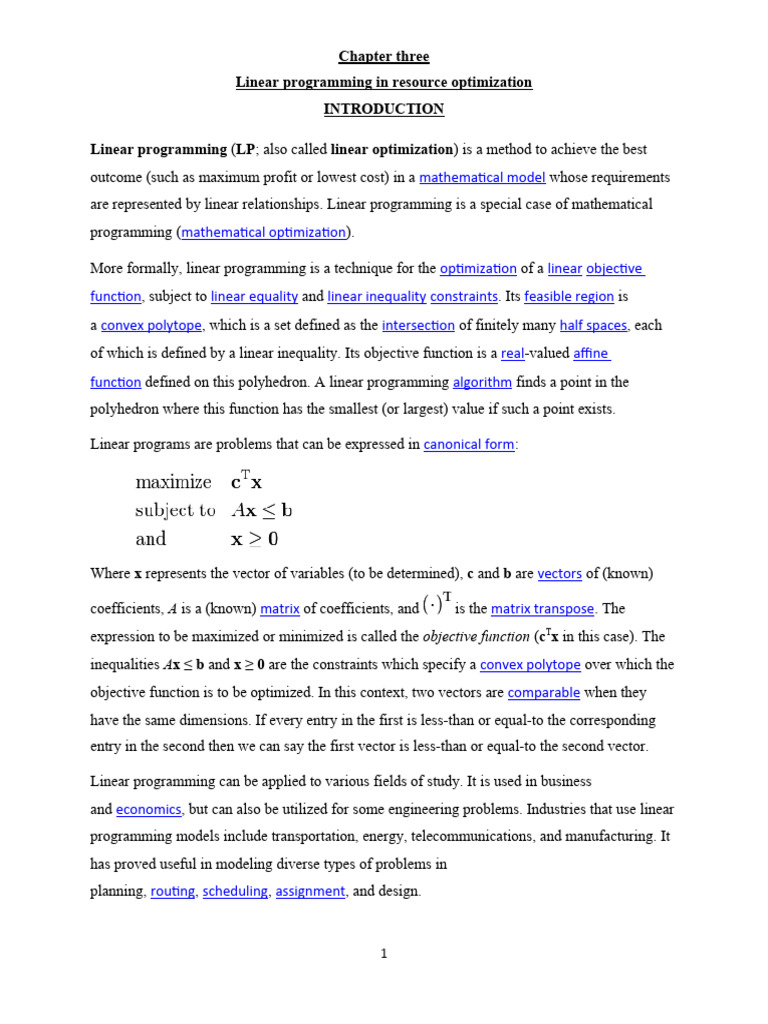 Opt Chapter 3 | PDF | Linear Programming | Mathematical Optimization