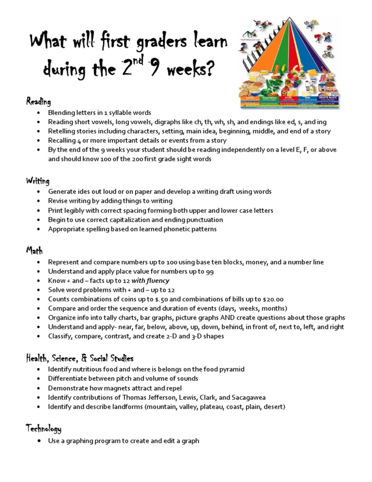 First Grade Learning Goals: 2nd 9 Weeks | PDF | Teaching Methods ...