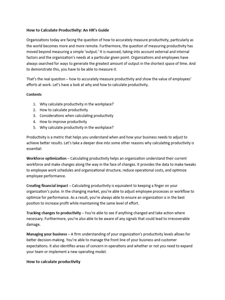 Labour Productivity | PDF