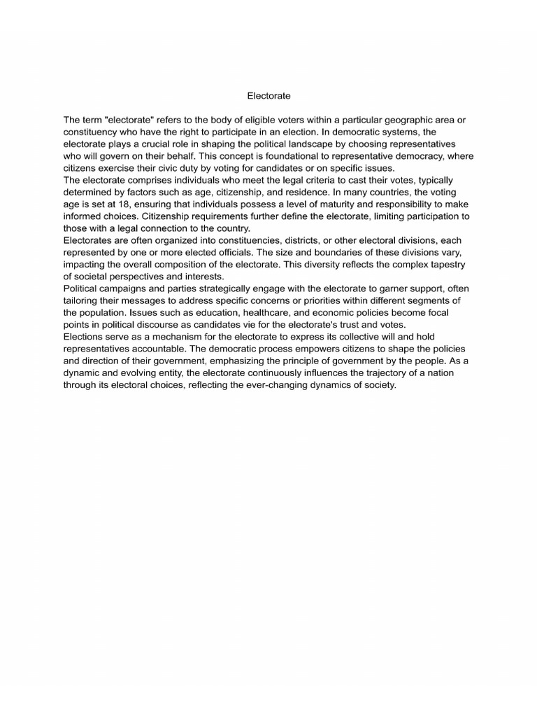 Electorate & Electoral Behaviour | PDF