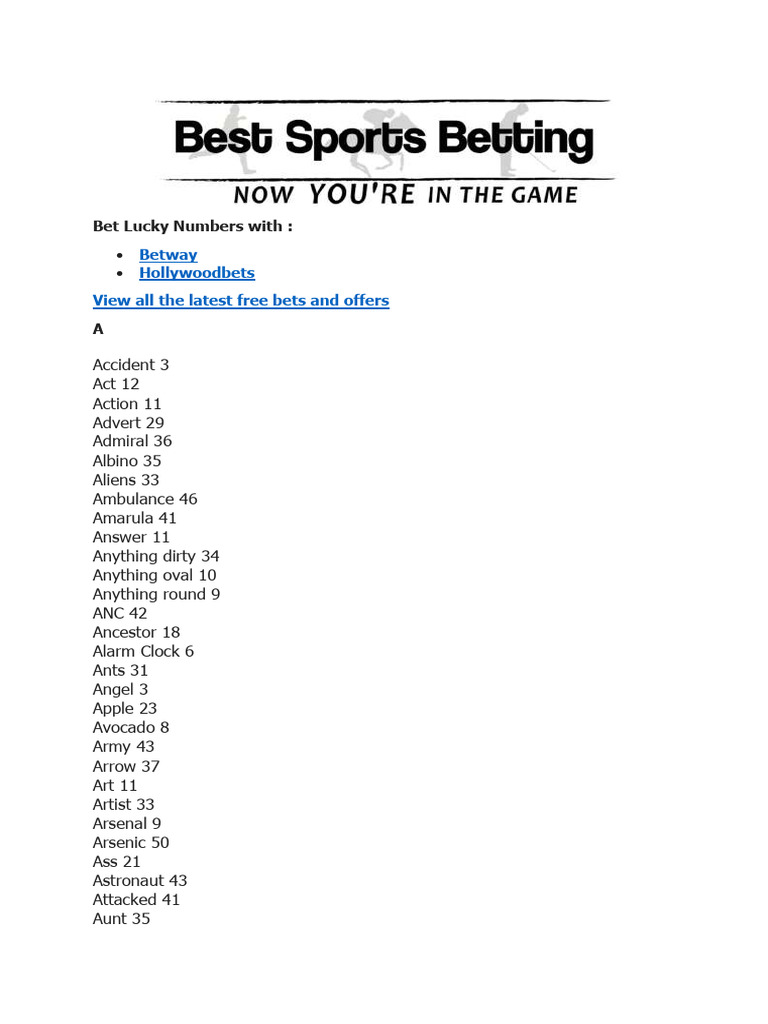 Lucky Numbers Dream Guide | PDF