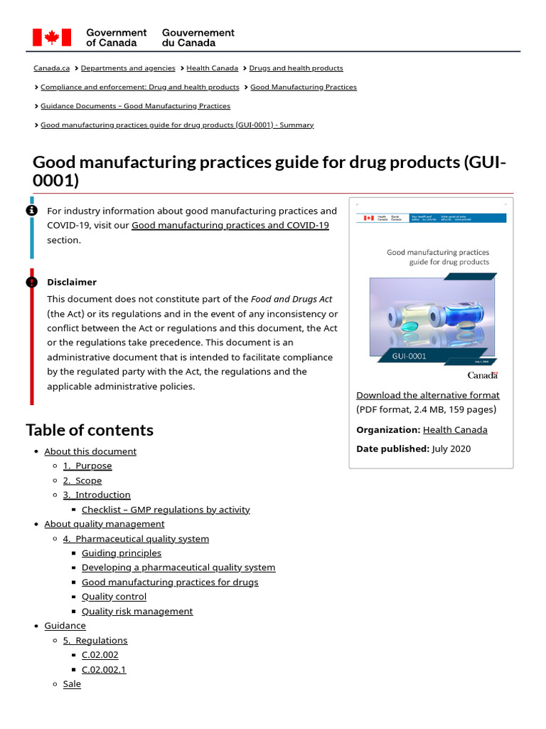 GMP Guidelines for Drug Products | PDF | Quality Management System ...