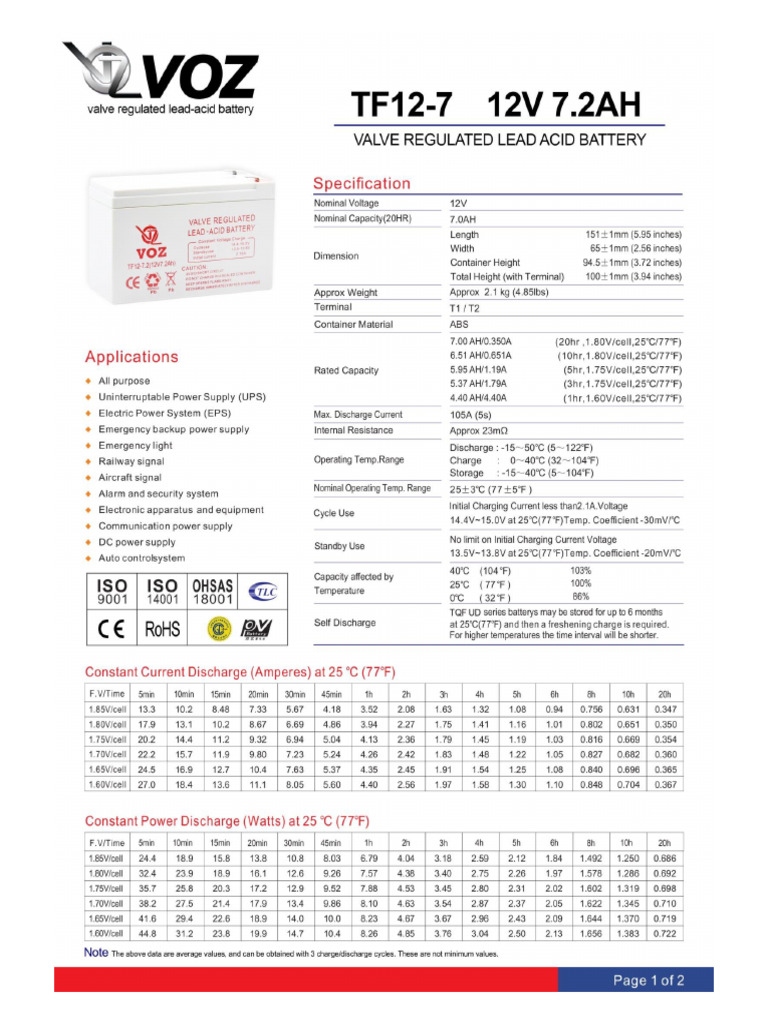 005A VOZ-TF12-7-Datasheet | PDF