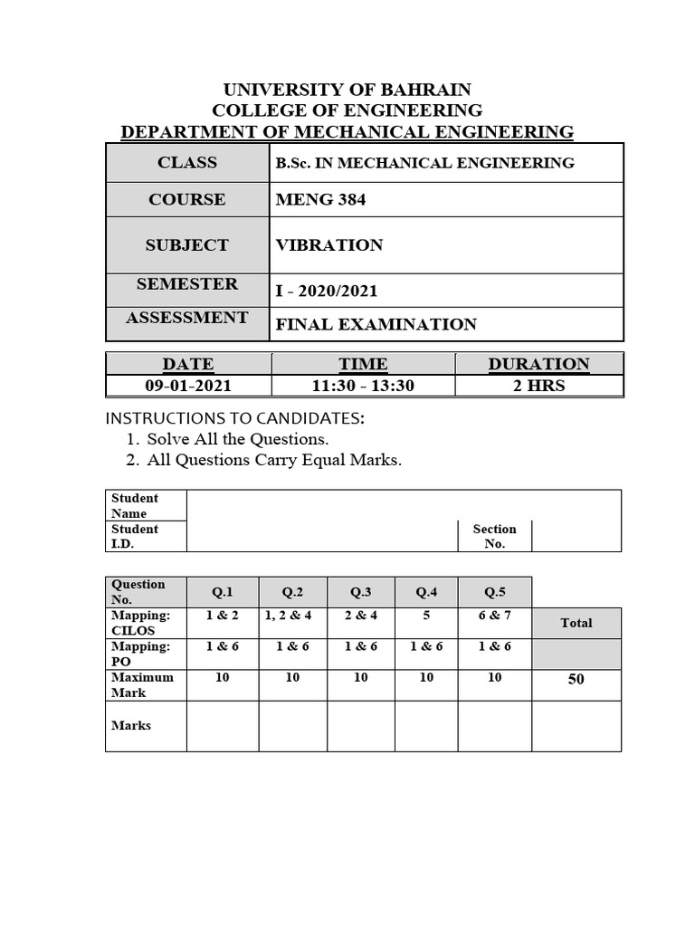 Final 20 21i | PDF | Motion (Physics) | Physical Sciences
