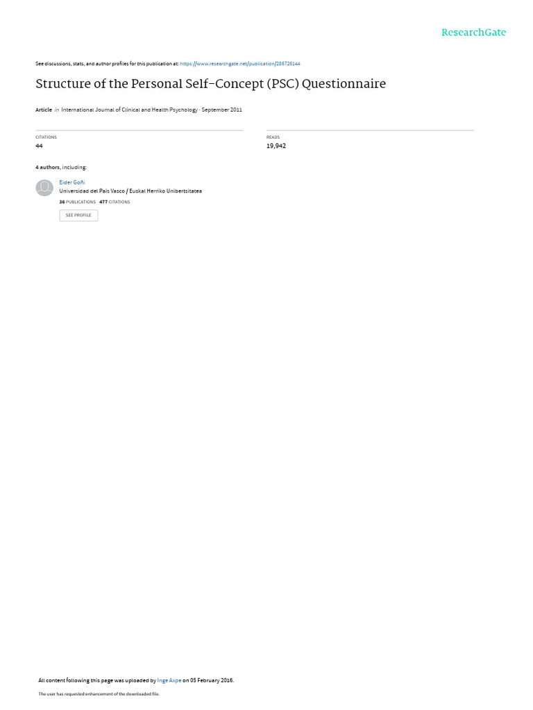 PSC Questionnaire Structure and Scoring | PDF | Self Concept | Theory