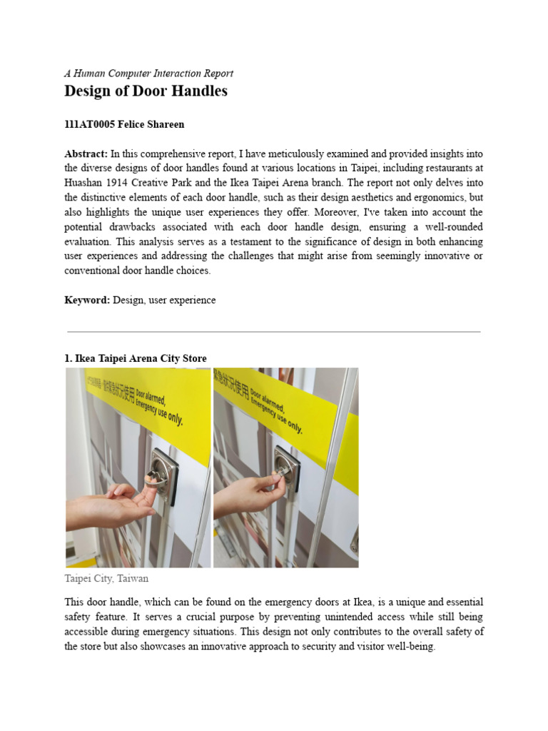 Design Of Door Handles Pdf Door Human Factors And Ergonomics