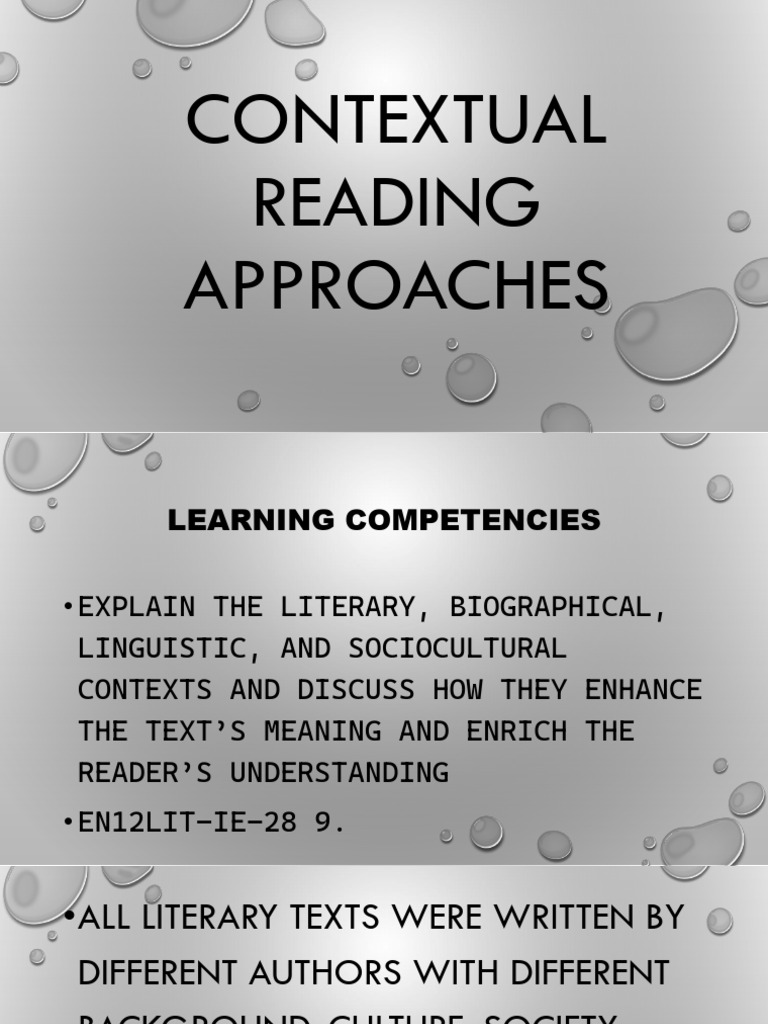 Contextual Reading Approaches | PDF | Biography | Psychology Contextual Reading Approaches | PDF | Biography | Psychology
