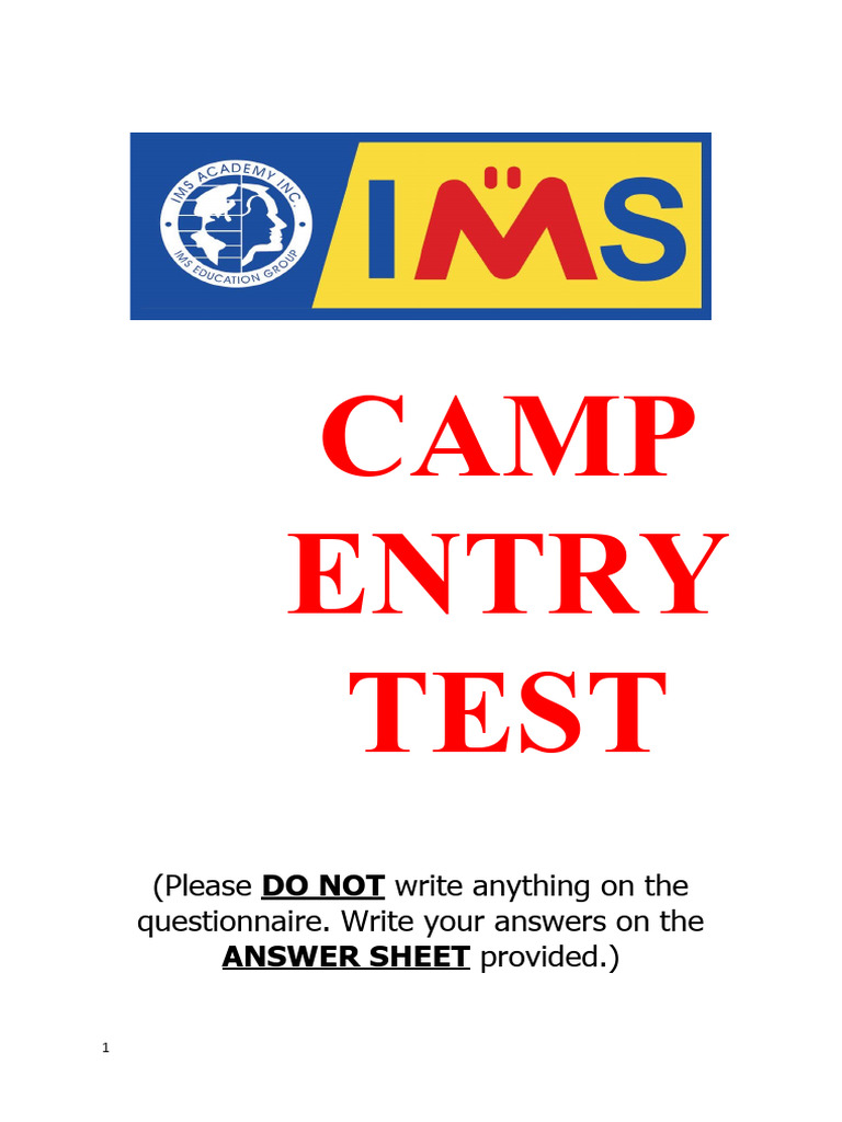 Entry Test Revised | PDF