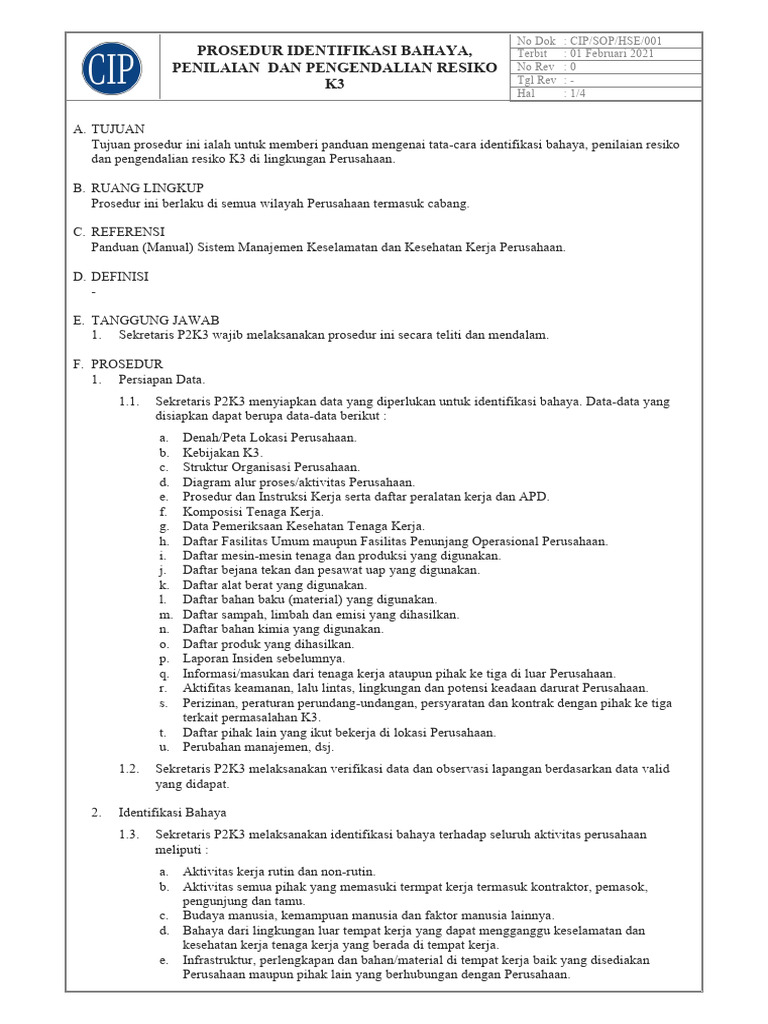 Prosedur K3: Identifikasi & Pengendalian | PDF