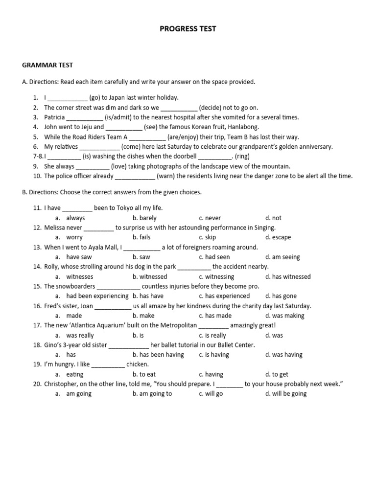 New Progress Test with answer | PDF