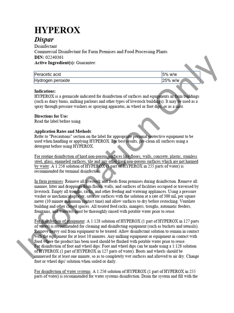 Hyperox Label | PDF | Water | Disinfectant
