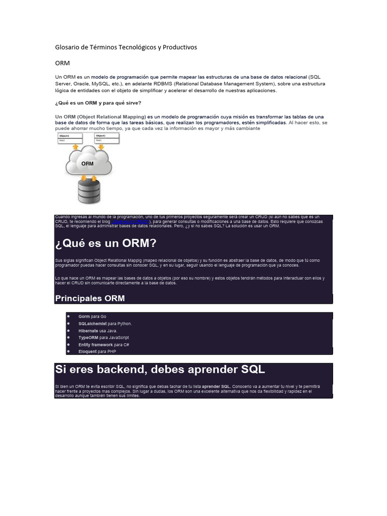 Qué es un ORM y sus beneficios | PDF | Crecimiento personal y profesional | Tecnología