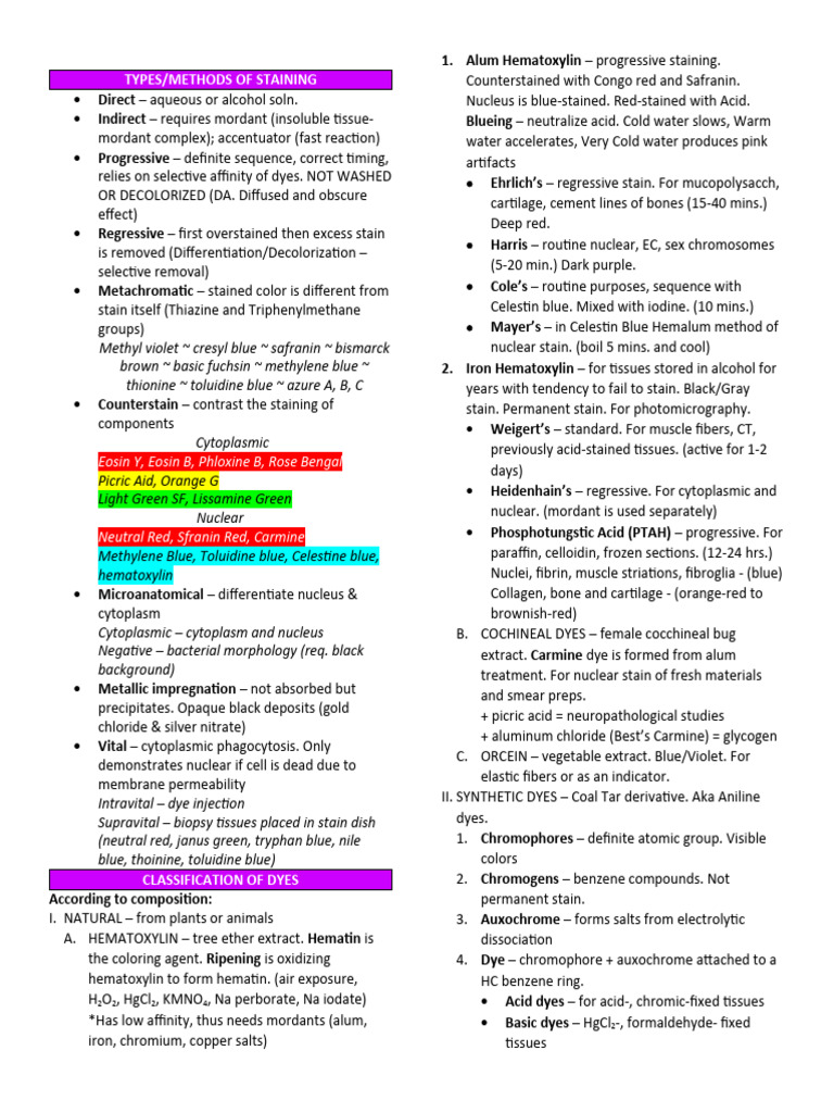 Histopath - STAINING | PDF | Staining | Dye
