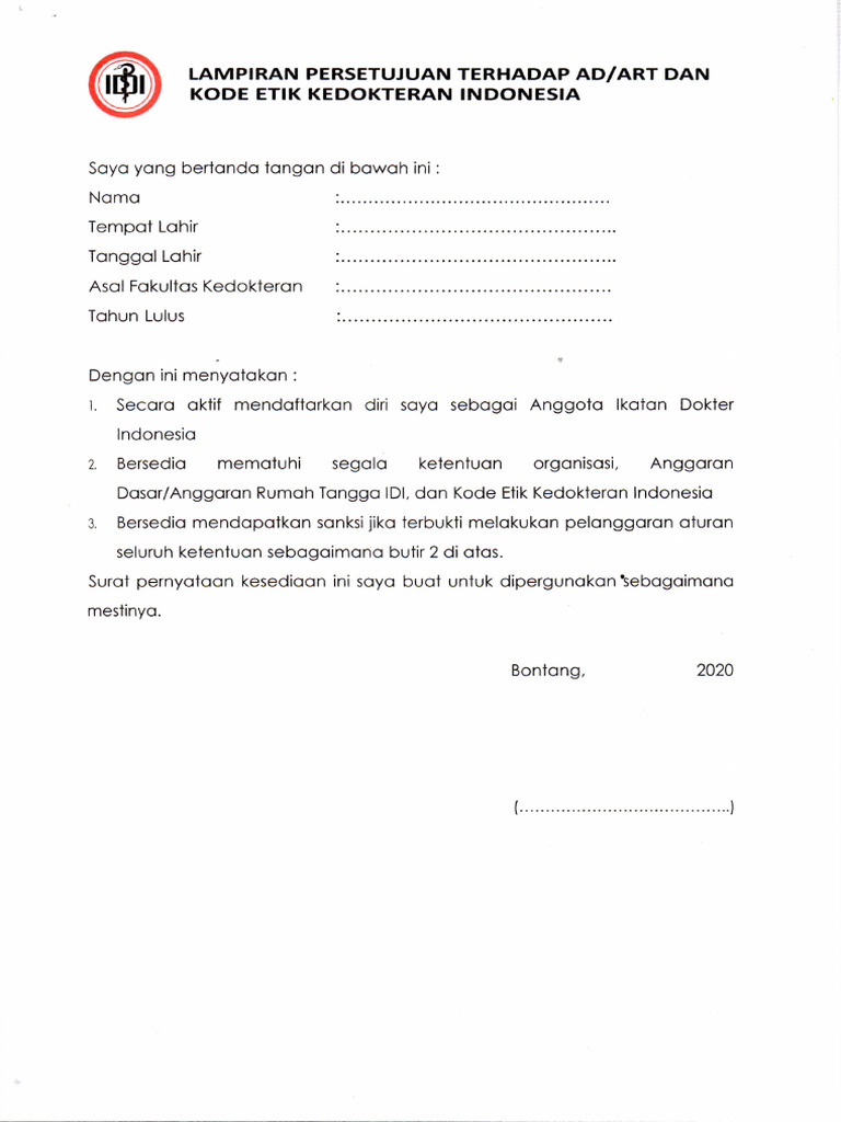 Surat Janji Dokter & AD-ART IDI | PDF