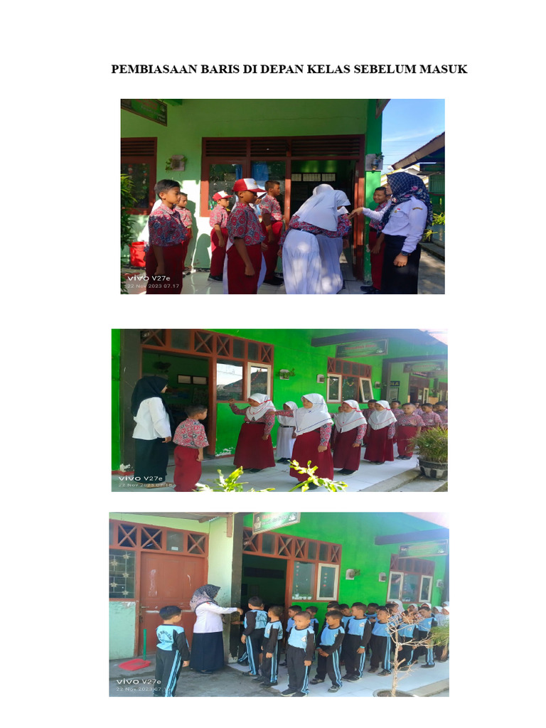 Pembiasaan Baris Di Depan Kelas Sebelum Masuk | PDF