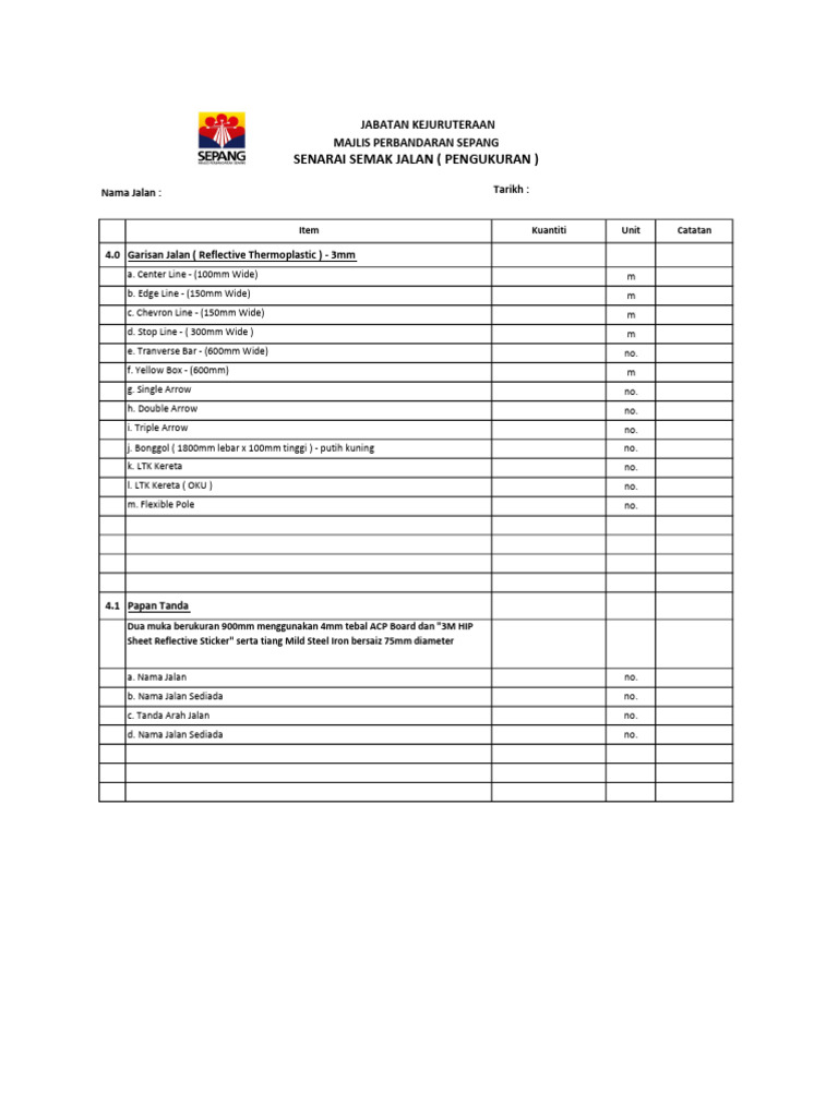 Rincian Pengukuran Jalan | PDF