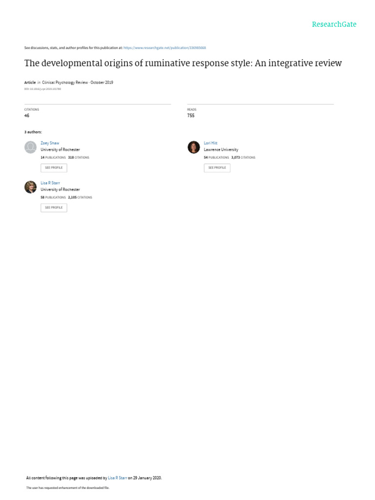 Rumination Int Rev | PDF | Psychology | Behavioural Sciences