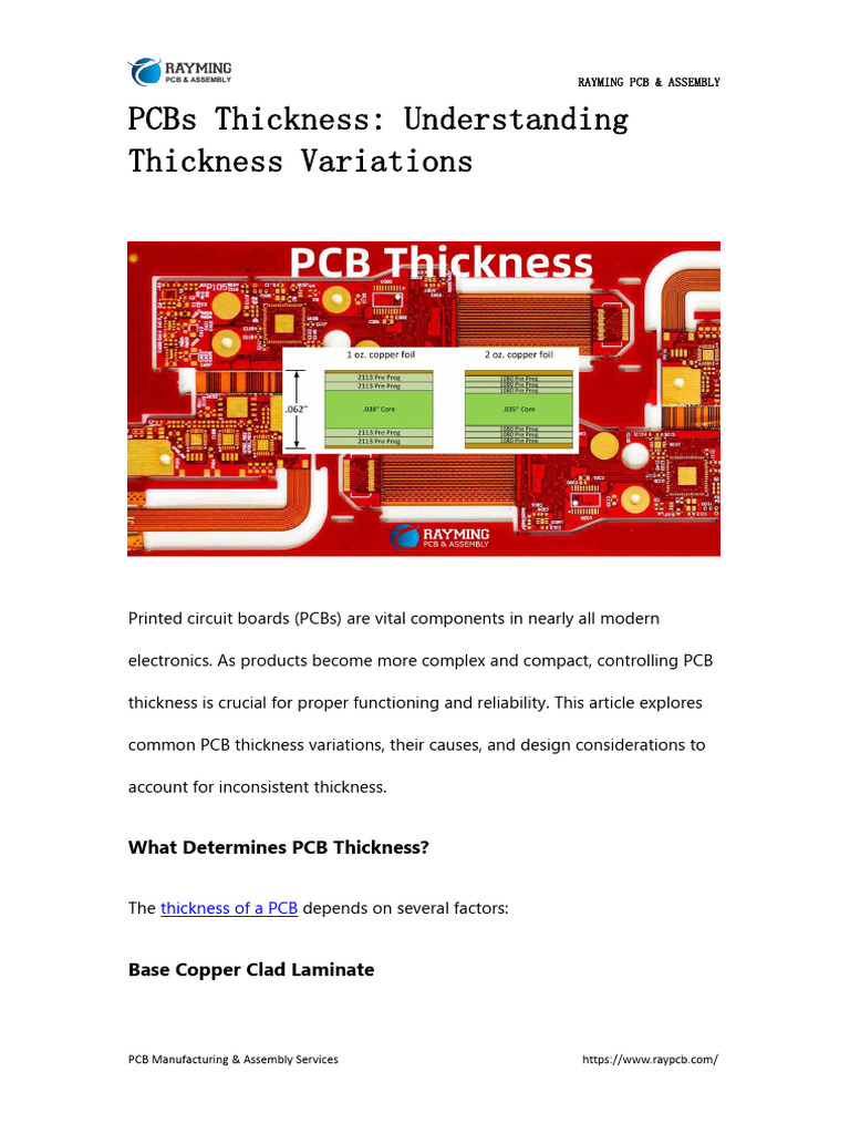 PCBs Thickness Understanding Thickness Variations | PDF | Printed ...