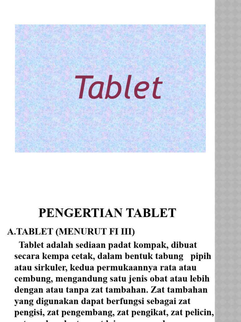 Pengertian dan Jenis Tablet Obat | PDF | Kesehatan Holistik