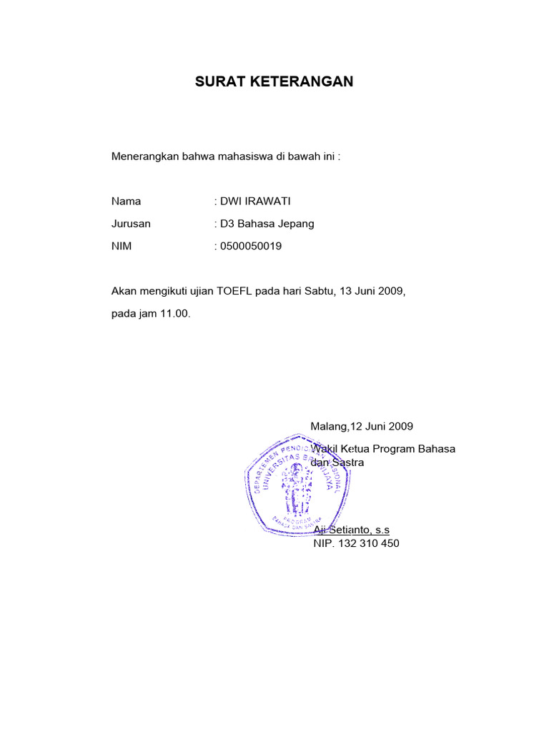 Surat Keterangan Libur | PDF