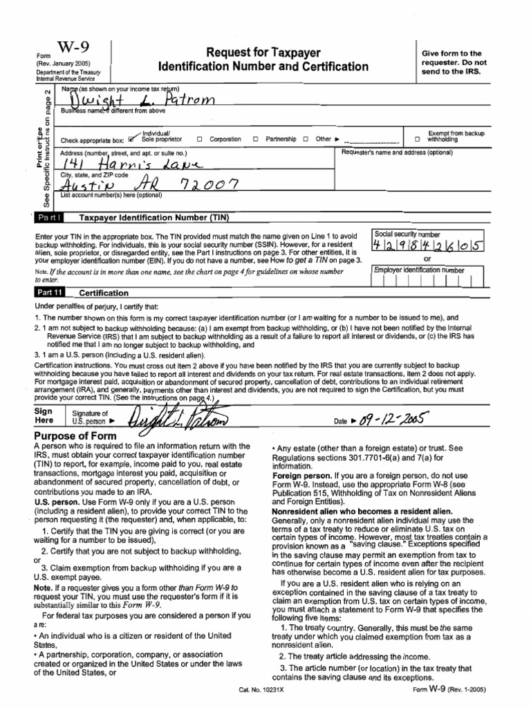 Patrom, Dwight W-9 1 | PDF