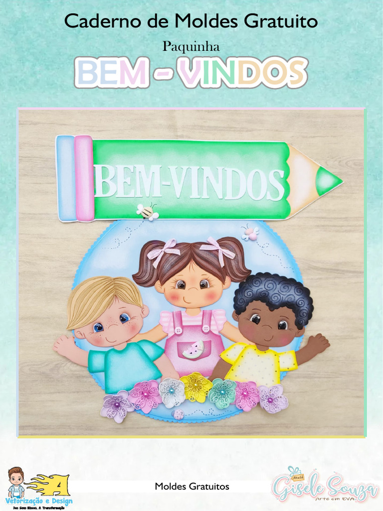 Moldes Gratuitos Plaquinha Bem-Vindos | PDF | Cor