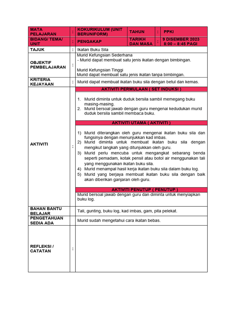 RPH Ikatan Buku Sila | PDF