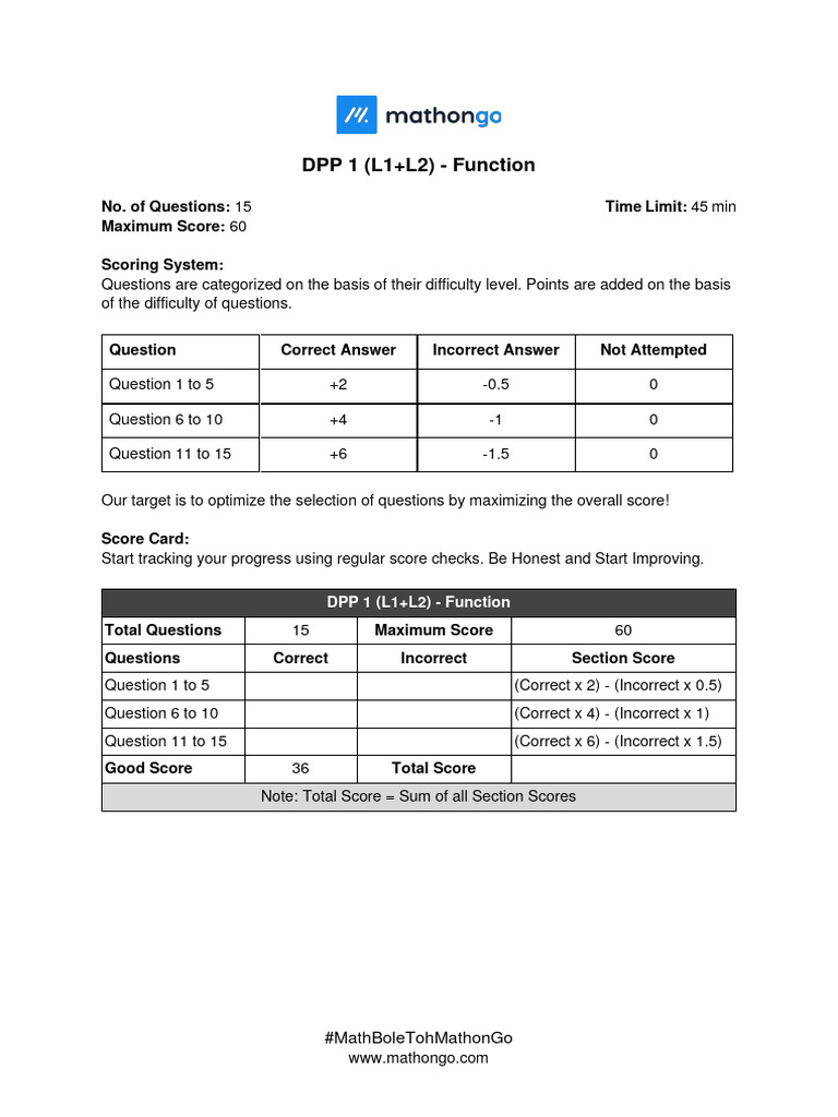 Question DPP 1 Function Mathongo Jee Main 2022 Crash Course | PDF | Function (Mathematics ...
