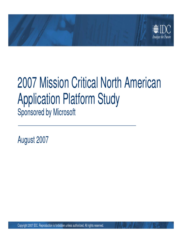 2007 IDC Mission Critical App Platform Adoption Study | PDF ...