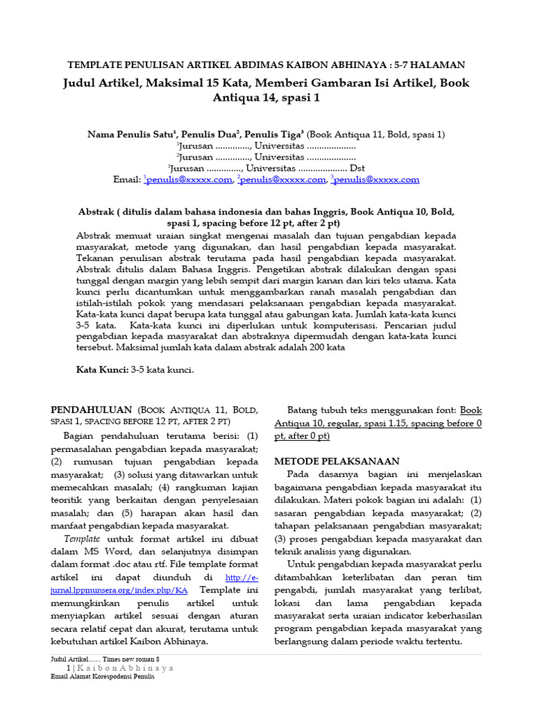 Template Artikel Pengabdian Masyarakat | PDF | Kajian Bahasa Asing ...