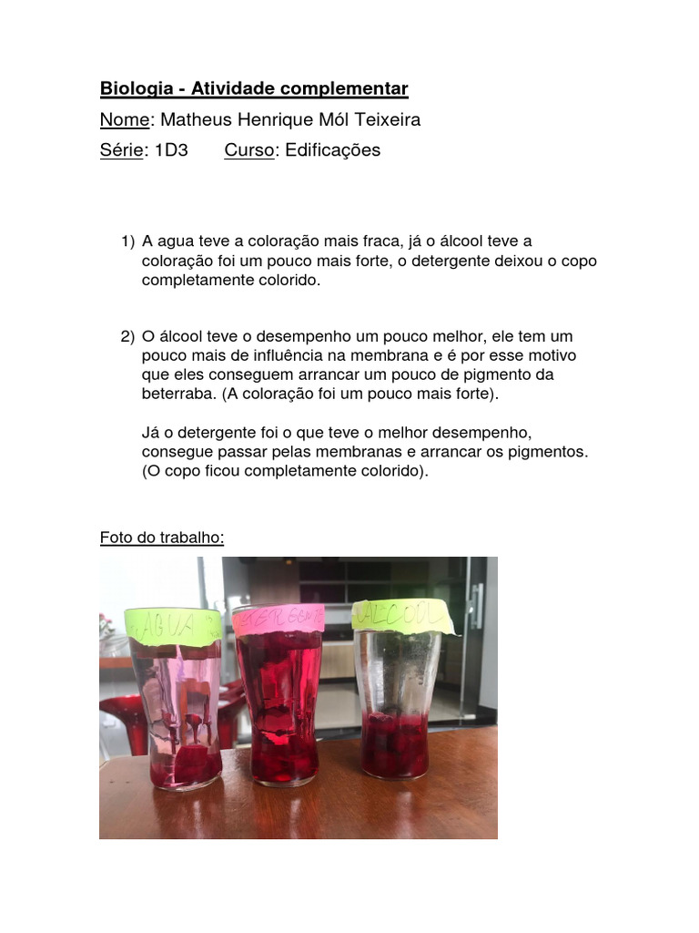 Biologia Atividade Complementar | PDF